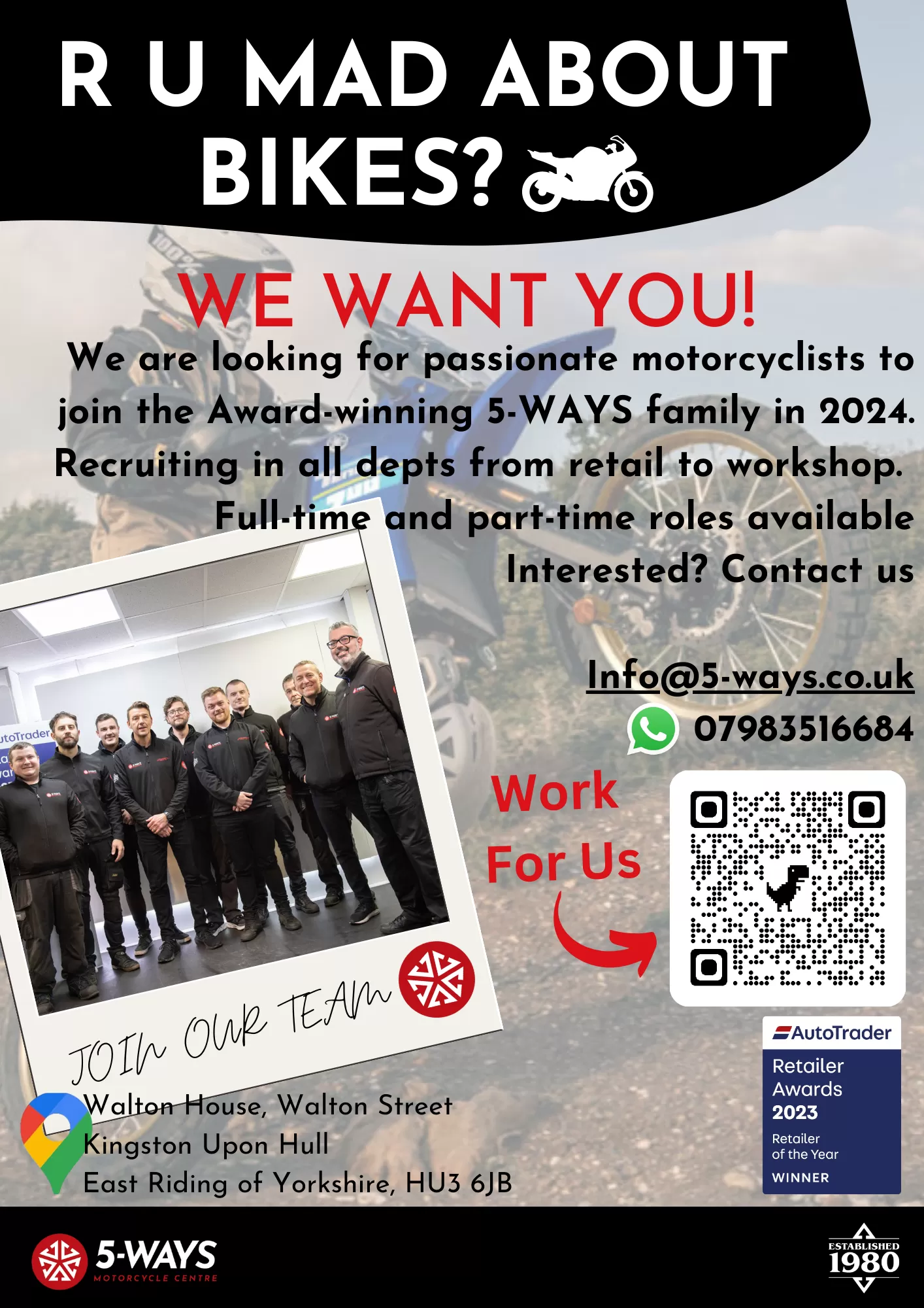 Work for Us | 5-Ways Motorcycle Centre